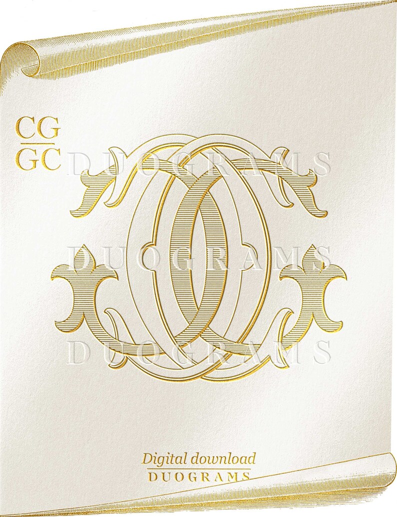 Interlocking Wedding Monogram CG or GC, 2 Letter Monogram Logo Design ...