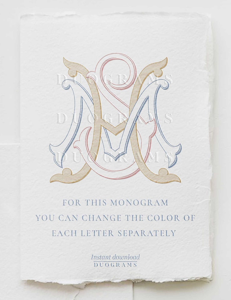 3 Letter Wedding Monogram Logo Design MHS or SHM Instant Download HMS ...