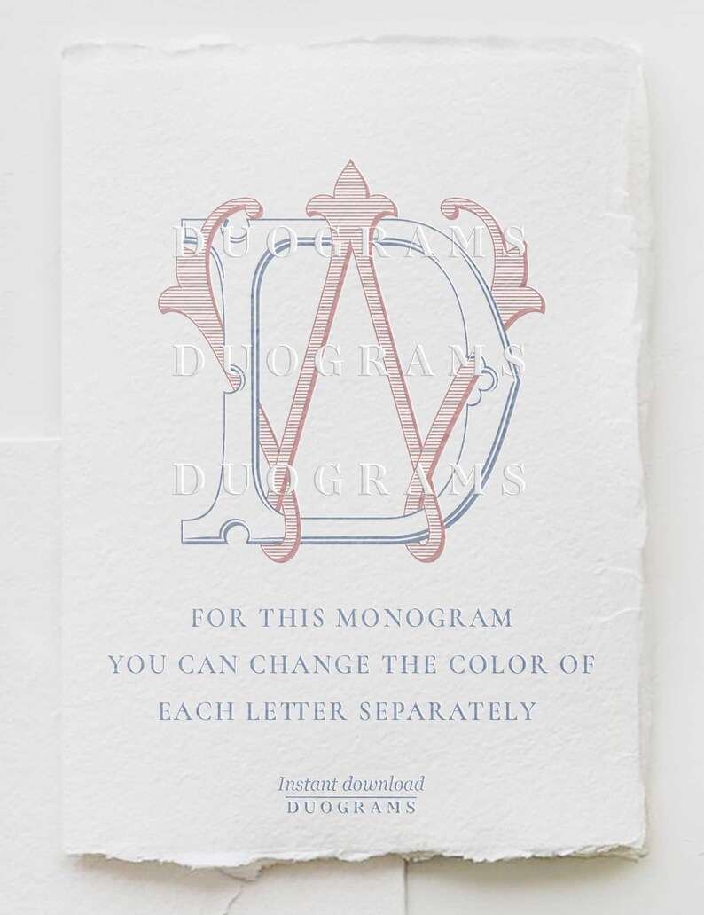 Vintage Wedding Monogram DW or WD Two Letter Monogram Logo Design D W ...