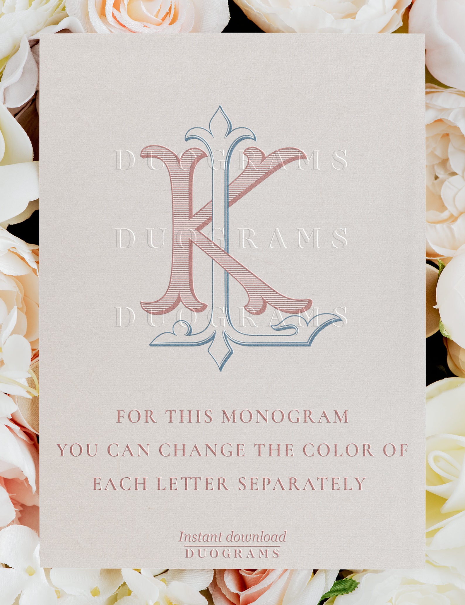 KL LK Vintage Wedding Monogram Logo Design SVG Digital Download K L + 2 ...