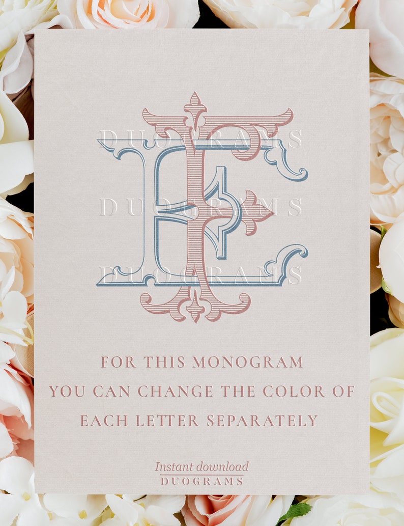 Wedding Monogram Logo Design EF FE Monogram Wreath SVG Digital Download ...