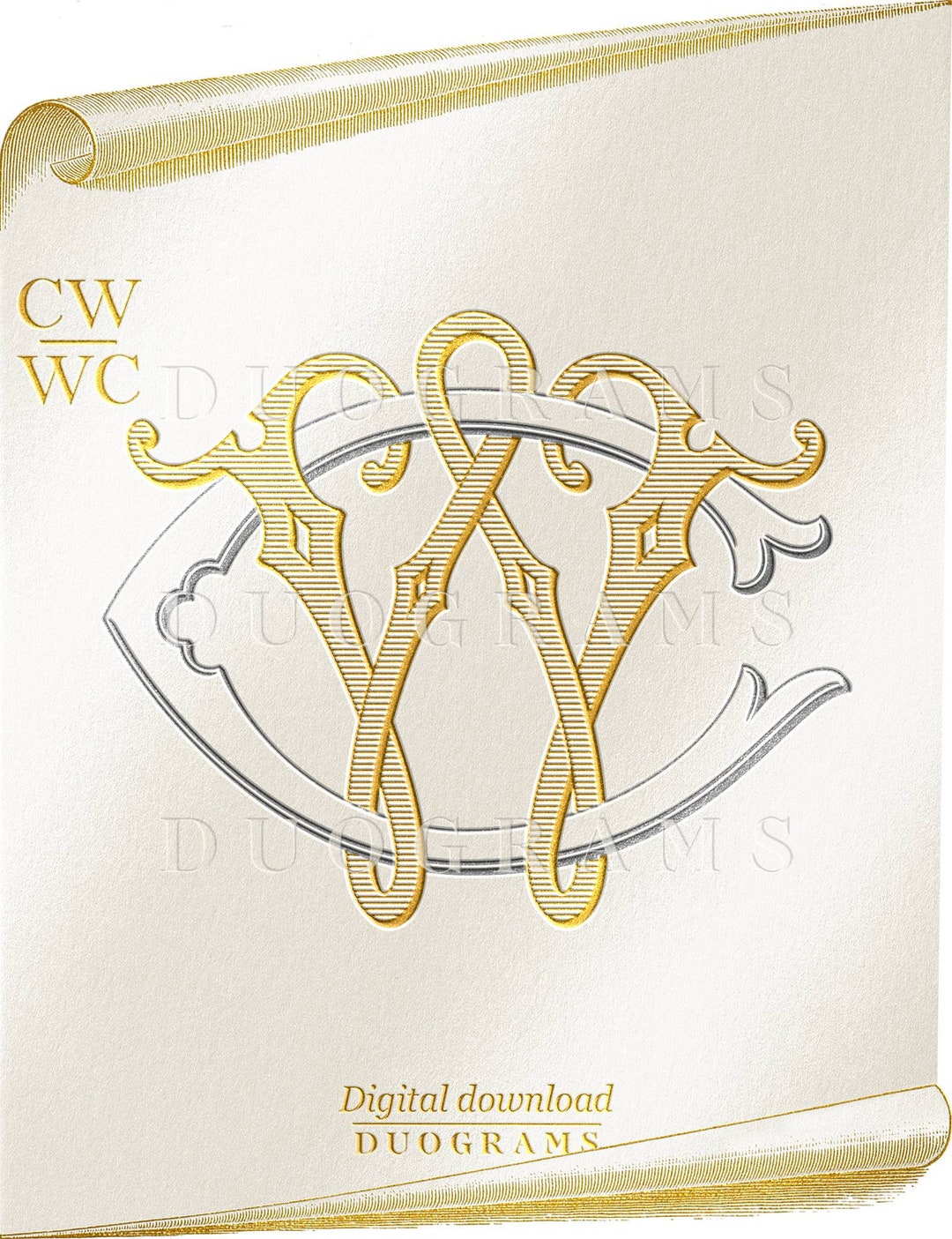 CW WC Wedding Monogram Logo Designs C W + 2 Free Wreath SVG - Etsy