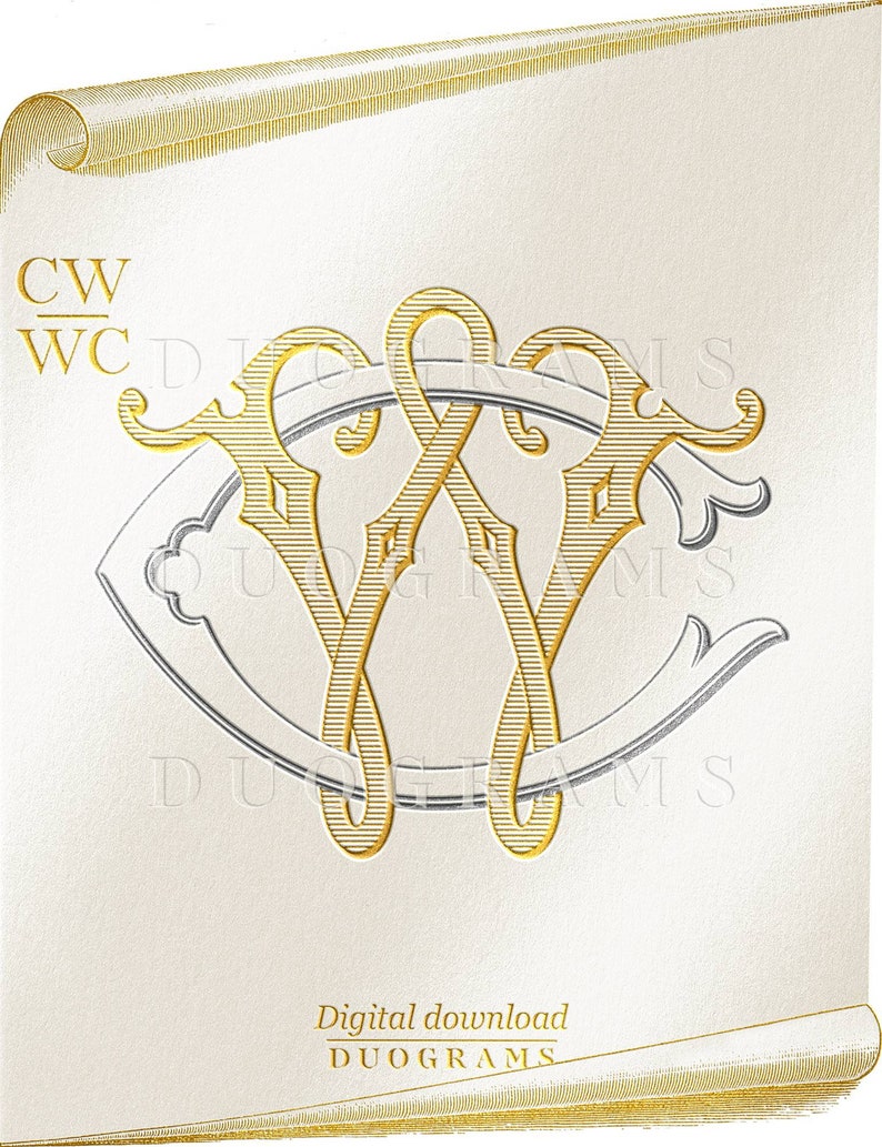 CW WC Wedding Monogram Logo Designs C W 2 Free Wreath SVG - Etsy
