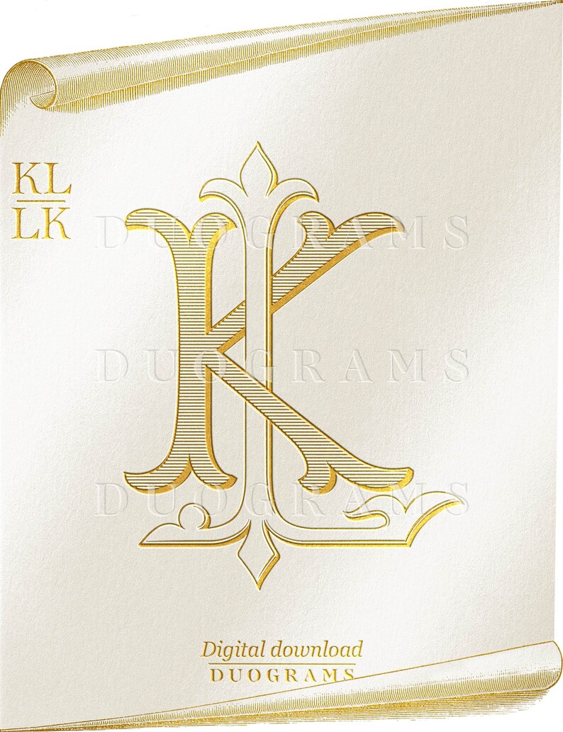 KL LK Vintage Wedding Monogram Logo Design SVG Digital Download K L + 2 ...