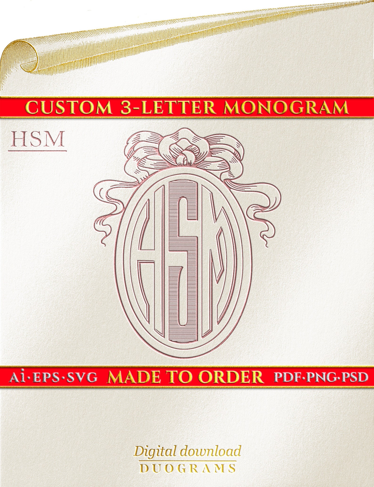Three Letter Monogram, Bow Monogram, Custom Wedding Monogram Logo SVG & PNG, Custom Wedding ...