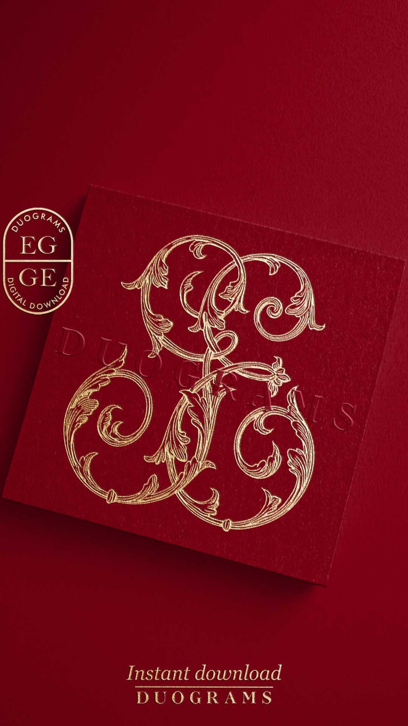 EG GE Vintage Wedding Monogram Logo Design E G Two Letter Monogram G E Digital Download + 2 Free ...