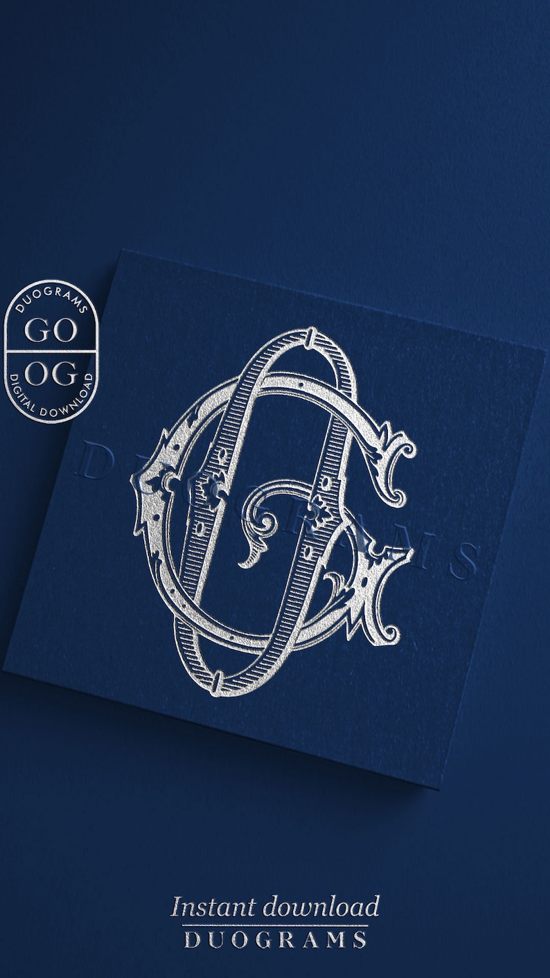 Vintage Wedding Monogram GO or OG Interlocking Monogram Initials G O ...