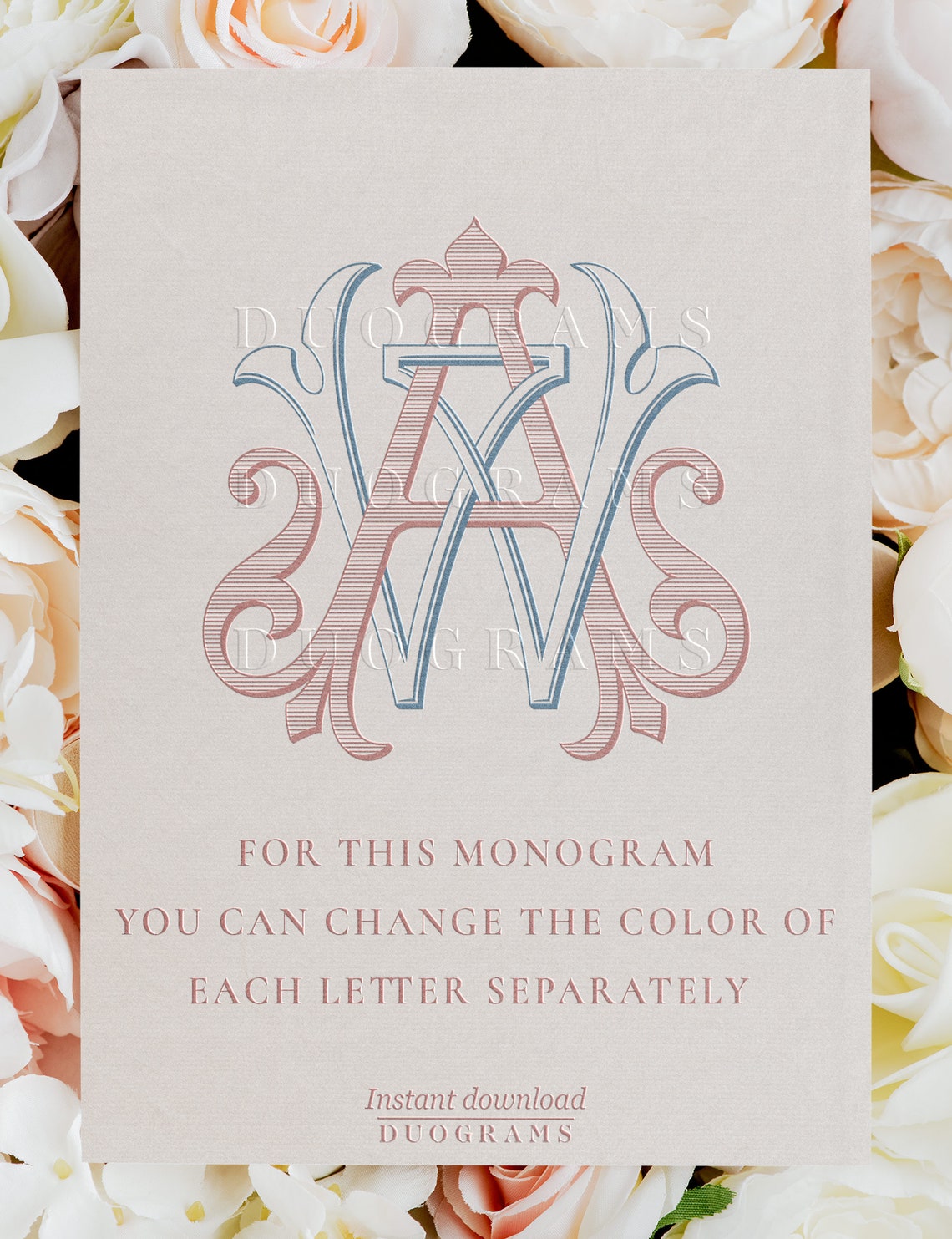 Vintage Monogram Logo Design AW WA Monogram Wreath SVG Digital Download ...