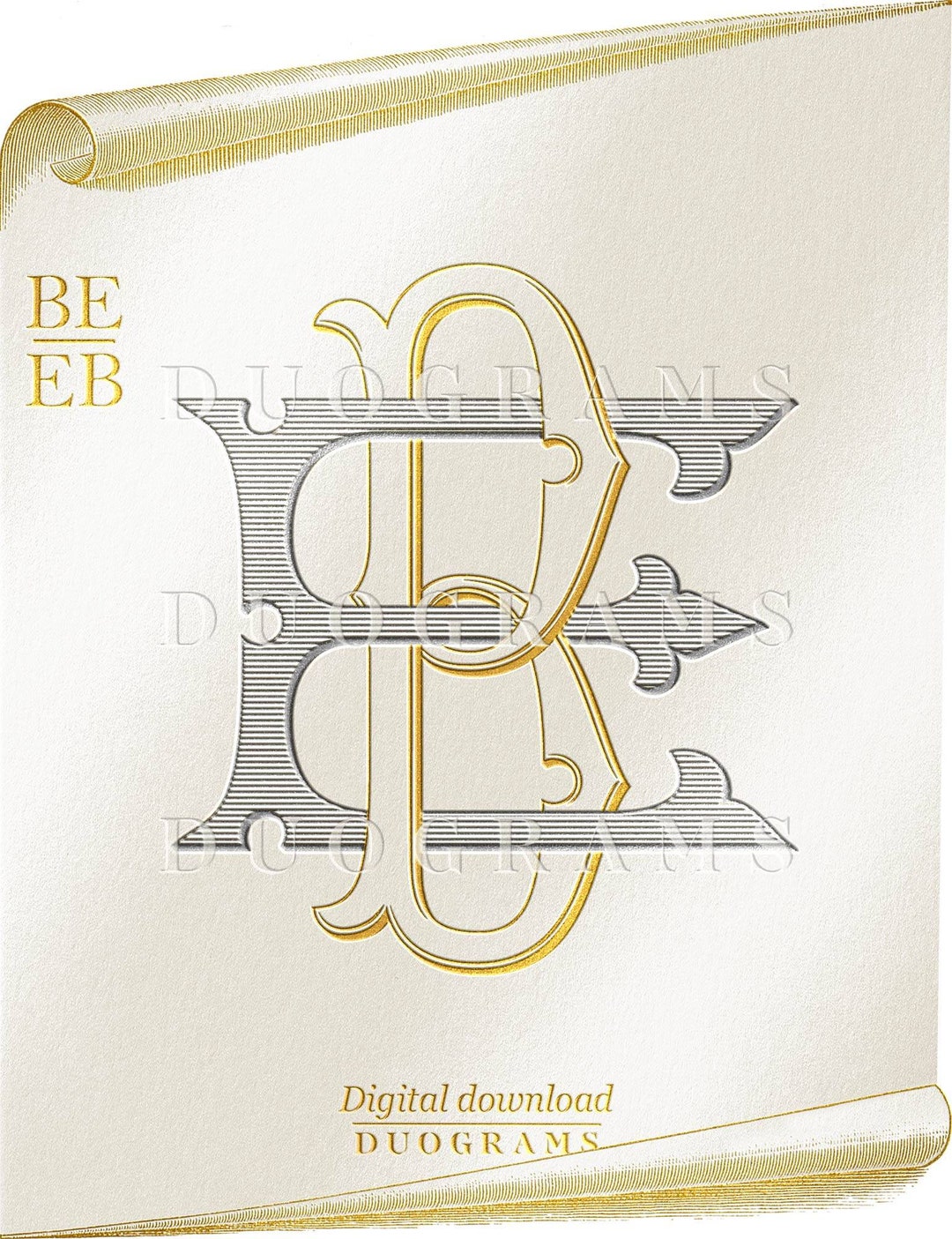 BE EB Wedding Monogram Logo Design B E Two Letter Monogram Initials E B ...