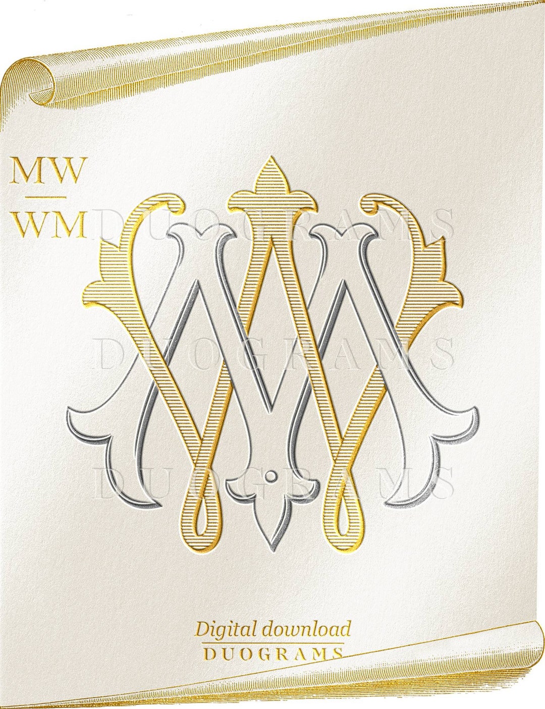 Wedding Monogram Logo Design MW WM Monogram Wreath SVG Digital Download ...