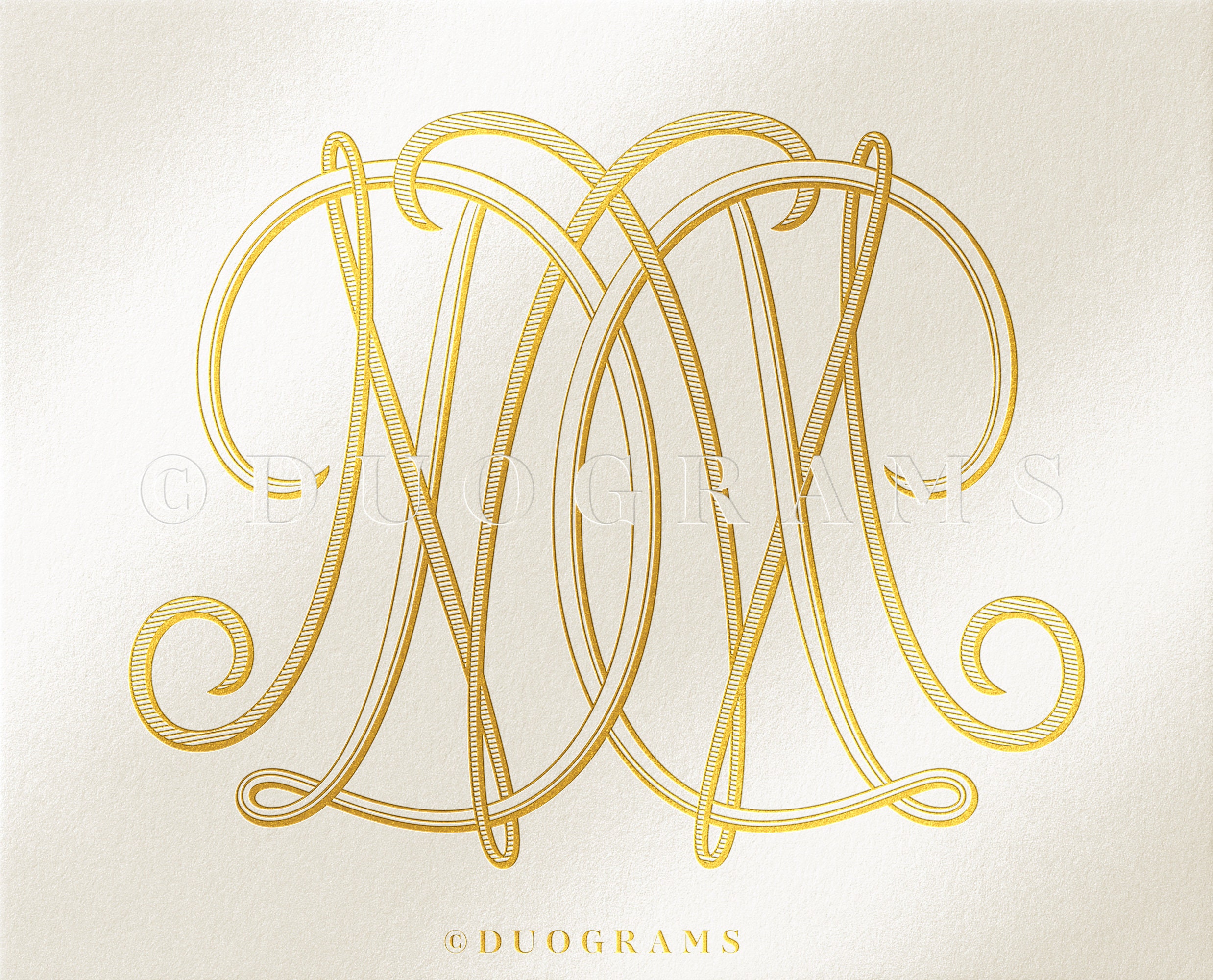 Wedding Monogram DN ND Digital Interlocking Monogram | Etsy