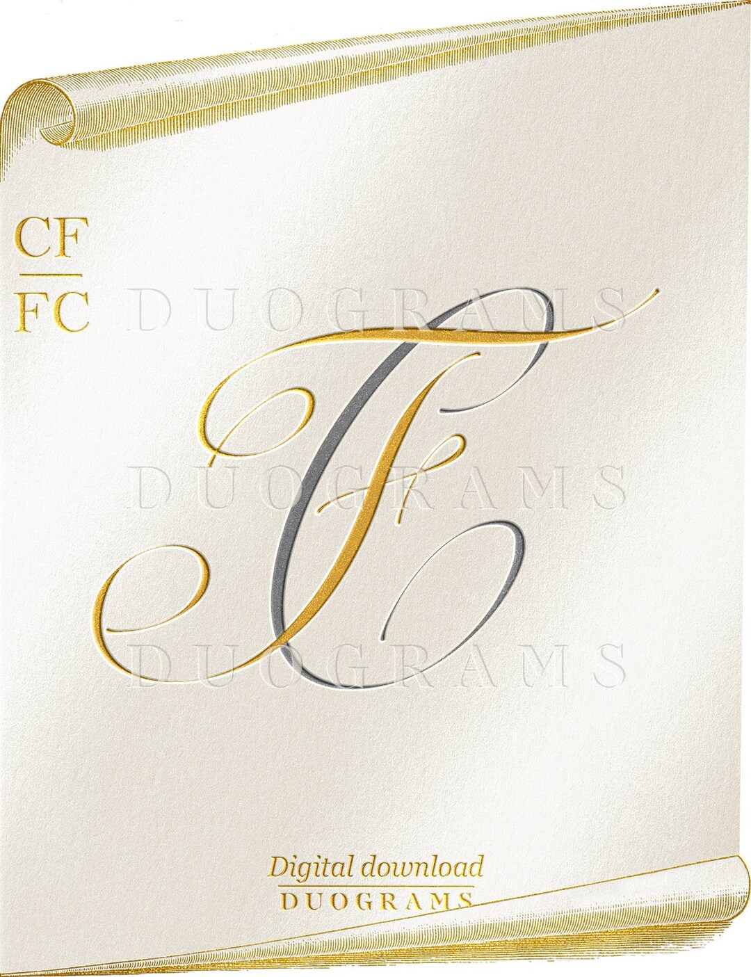 Two Letter Monogram CF FC Wedding Monogram Logo Design C F Instant ...