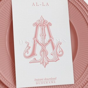 2-letter Monogram AL or LA Wedding Monogram Logo Design A L Duogram SVG ...