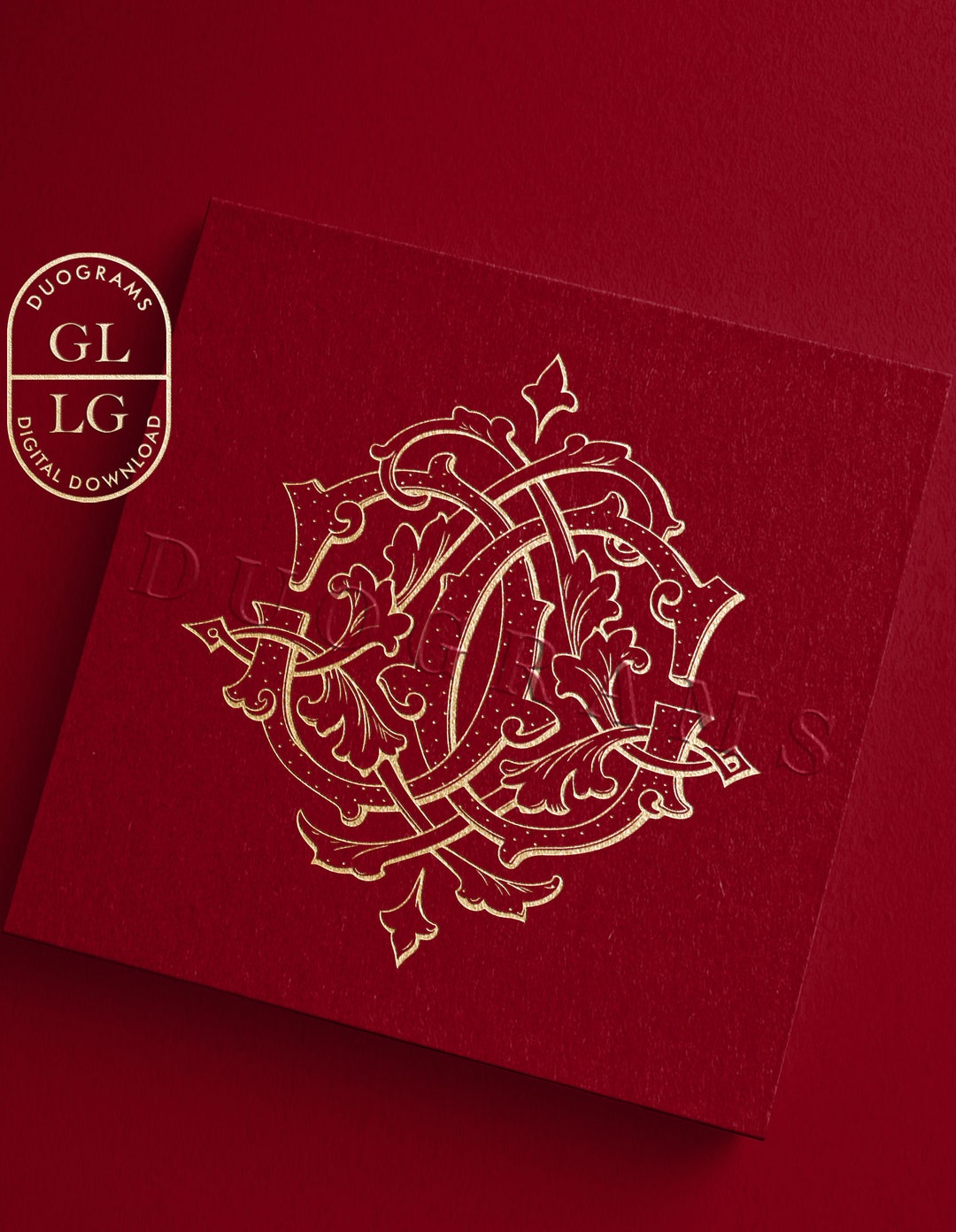 GL LG Vintage Wedding Monogram Logo Design SVG Two Letter Monogram G L ...