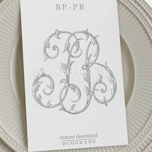 BP PB Vintage Wedding Monogram Logo Design B P 2-letter Monogram P B ...