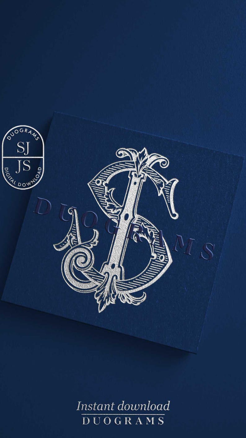 Interlocking Vintage Monogram JS or SJ Two Letter Monogram Logo Design ...