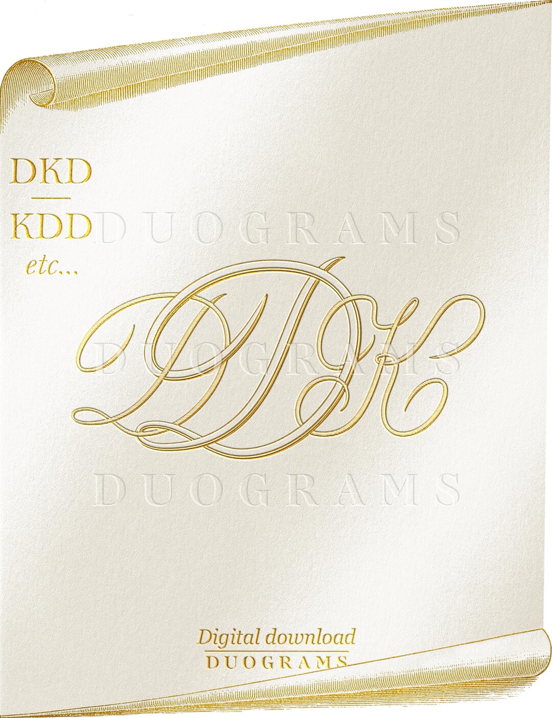 3 Letter Monogram DDK Wedding Vintage Duogram // Special Order - Etsy