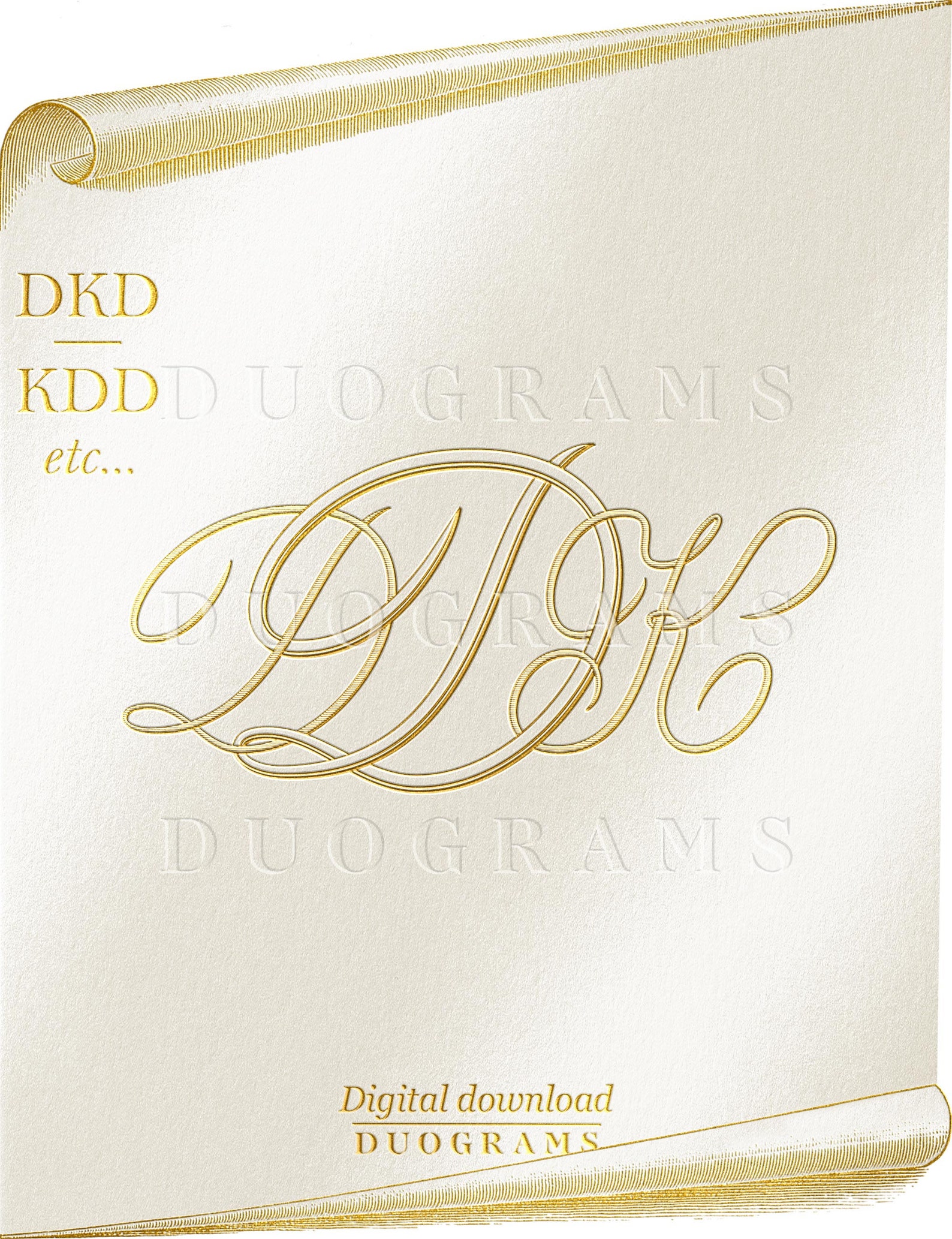 3 Letter Monogram DDK Wedding Vintage Duogram // Special Order - Etsy