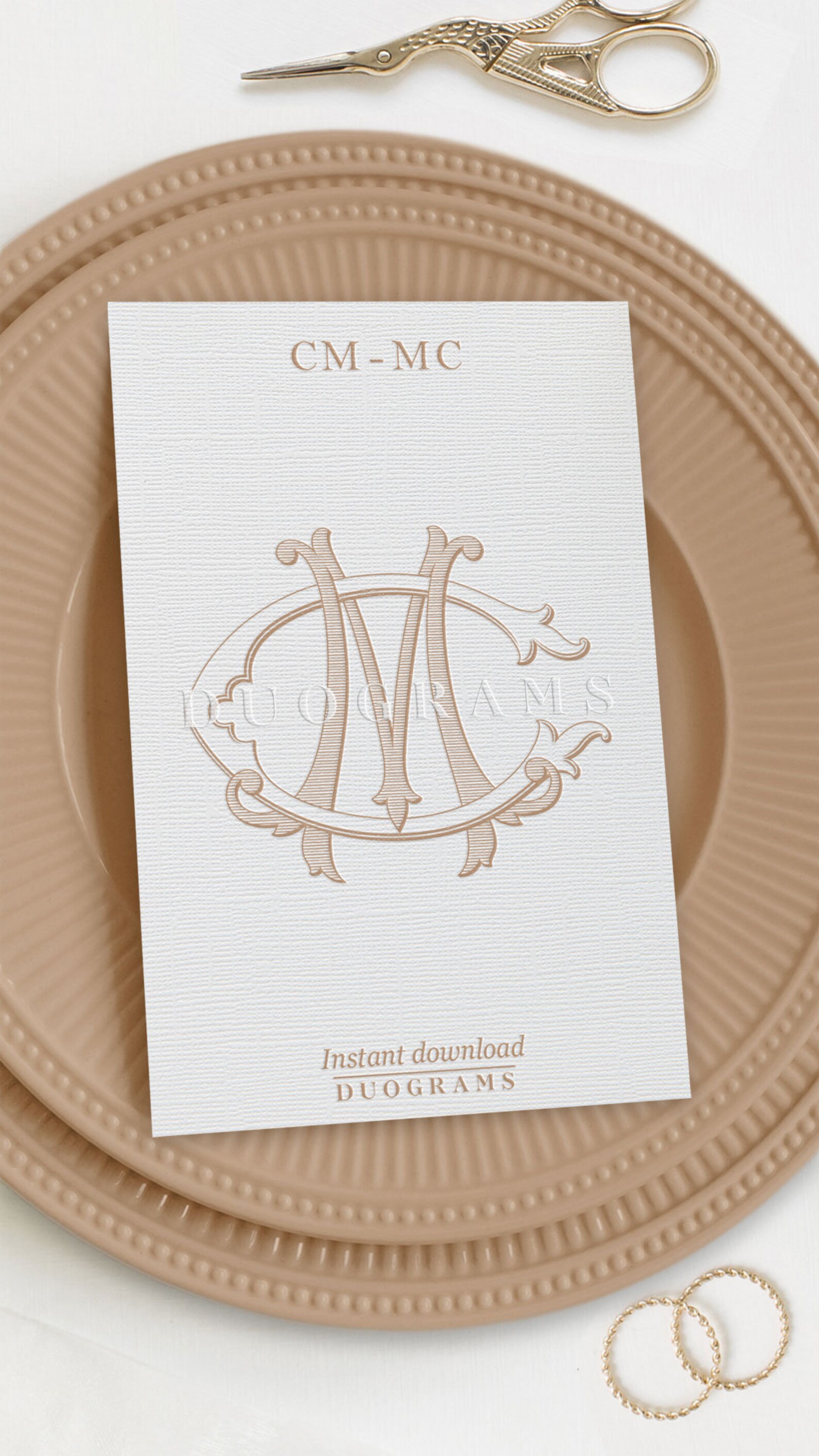 2-letter Wedding Monogram CM or MC Monogram Logo Design C M Wedding ...