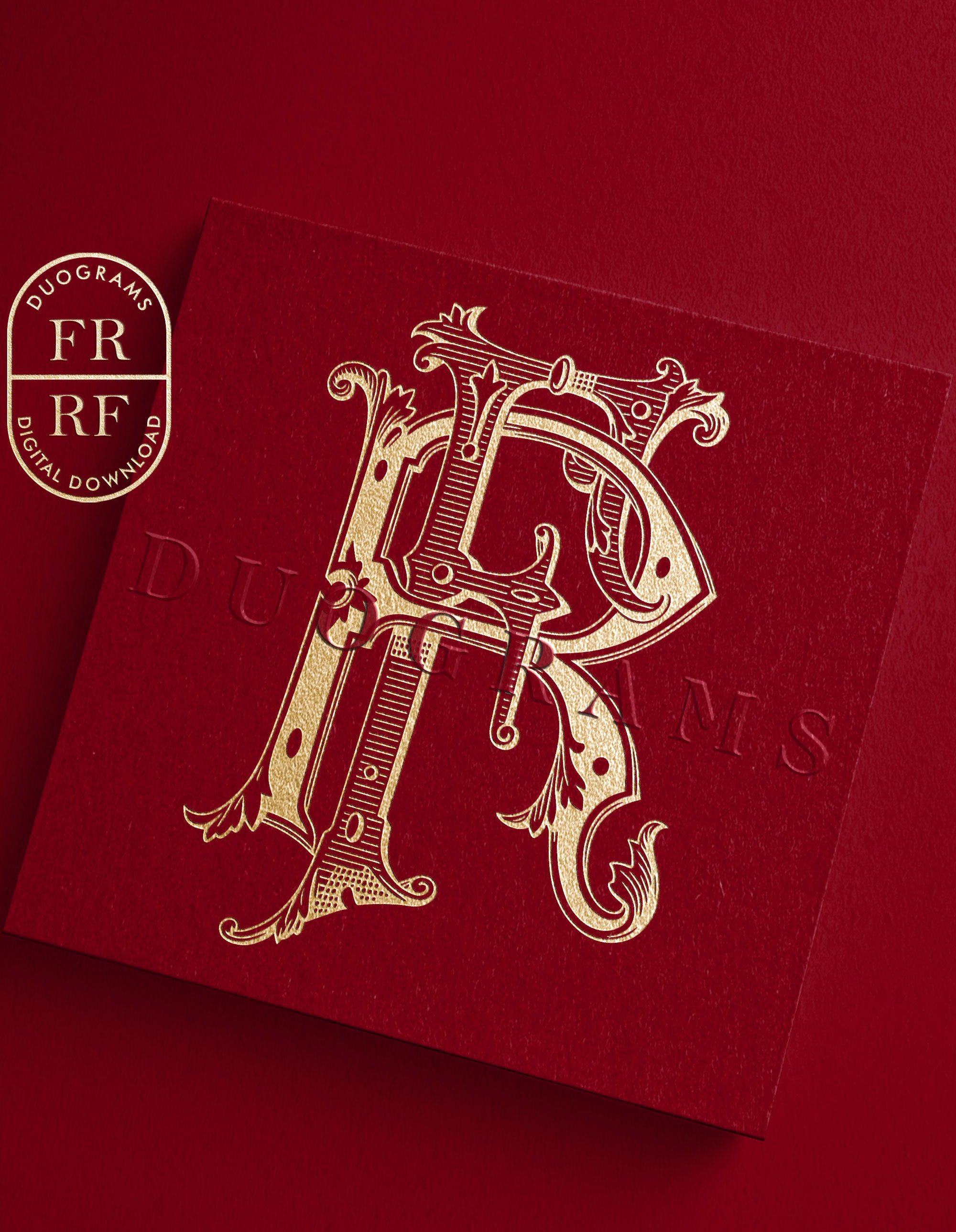 Vintage Wedding Monogram FR or RF Logo Design F R Two Letter Monogram ...