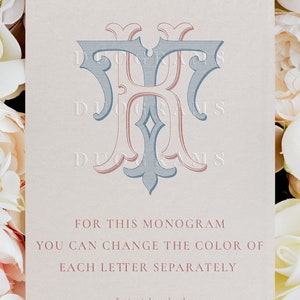 Vintage Wedding Monogram Logo KT TK Duogram K T Intertwined Monogram ...