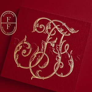 FF Vintage Wedding Monogram Logo Design 2-letter Monogram F F Digital ...