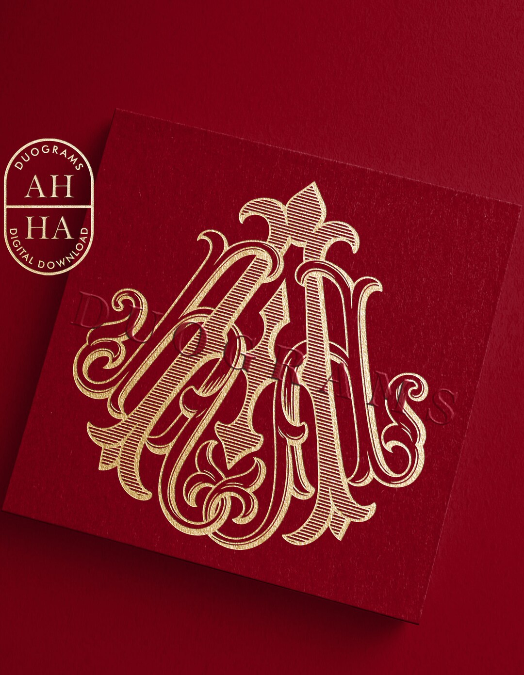 Vintage Wedding Monogram AH or HA Logo Design A H Two Letter Monogram ...