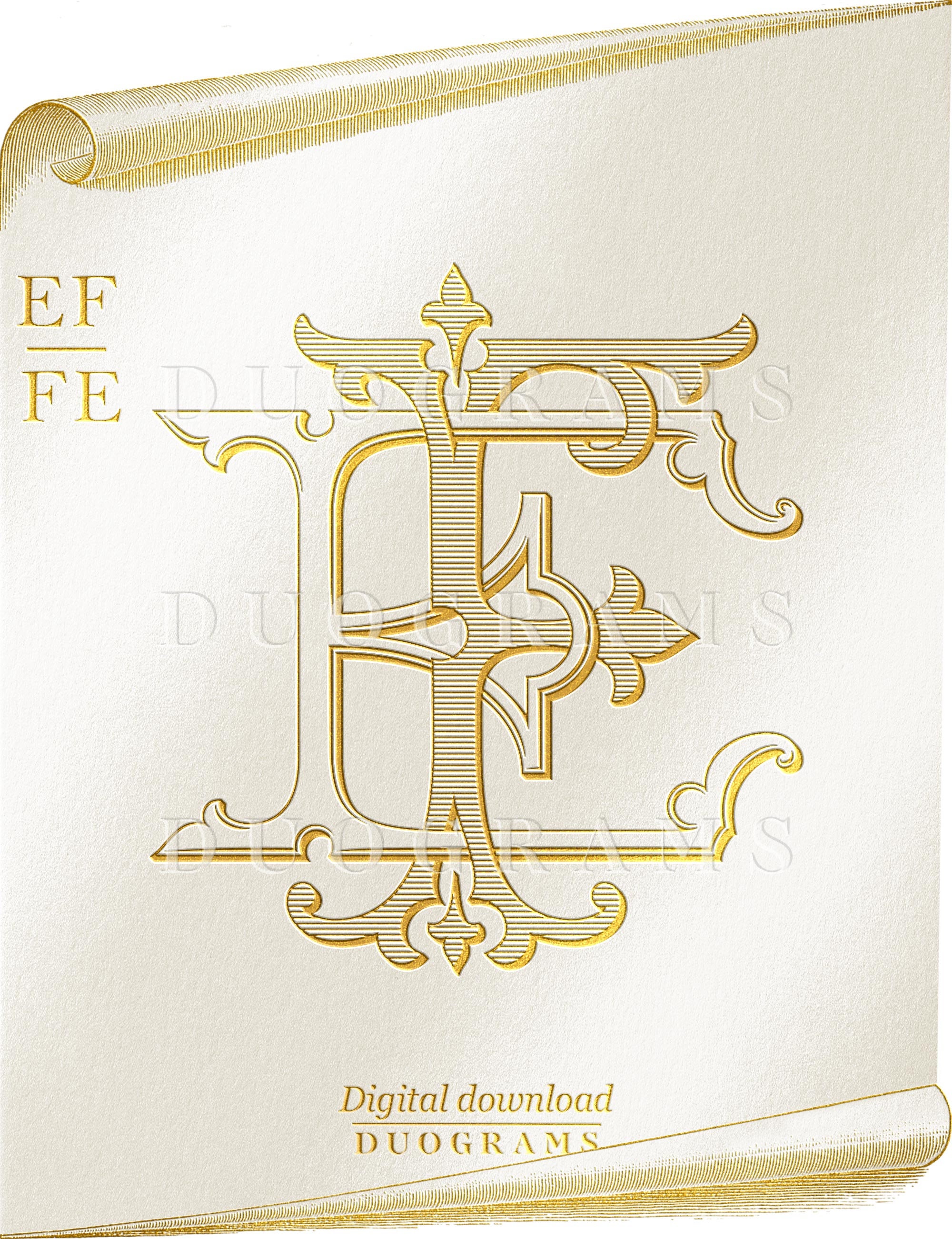 Wedding Monogram Logo Design EF FE Monogram Wreath SVG Digital Download ...