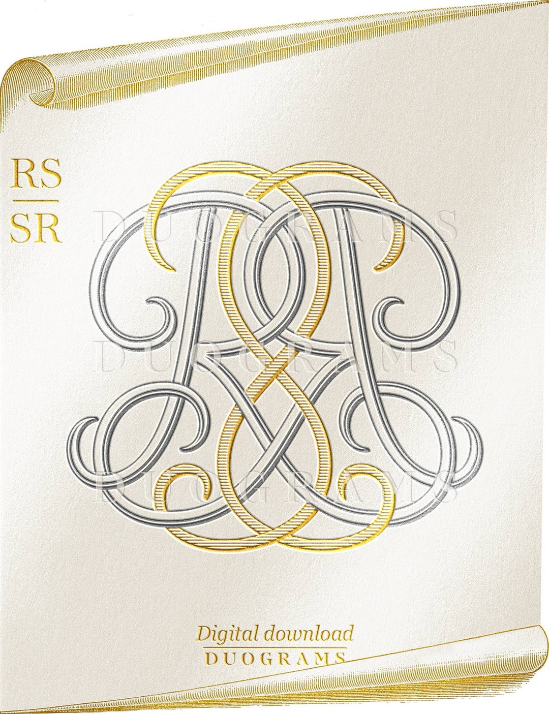 Wedding Monogram Logo RS SR Monogram Wreath SVG - Etsy