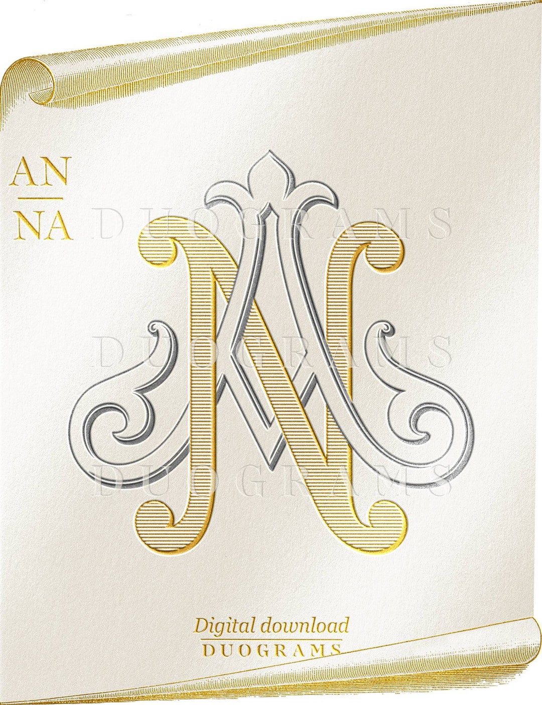 AN NA Wedding Monogram Logo Design A N Monogram Wreath SVG Digital ...