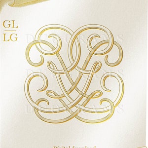 Wedding Monogram Logo Design GL LG Monogram Wreath SVG Digital Download ...