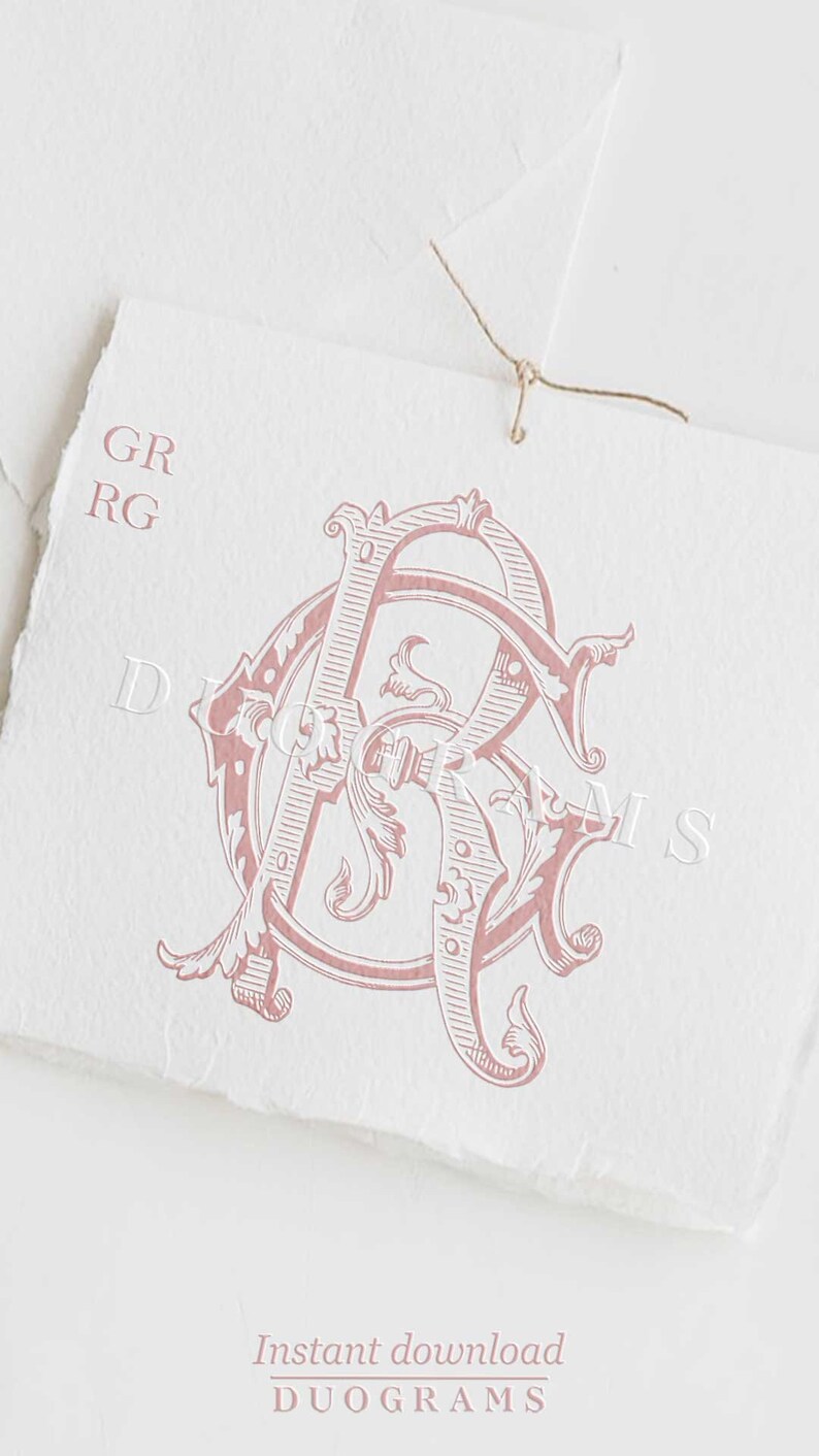 GR RG Vintage Wedding Monogram Logo Design SVG Two Letter Monogram G R ...