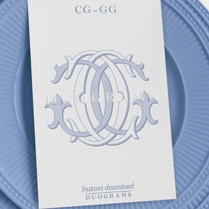 Interlocking Wedding Monogram CG or GC, 2 Letter Monogram Logo Design ...
