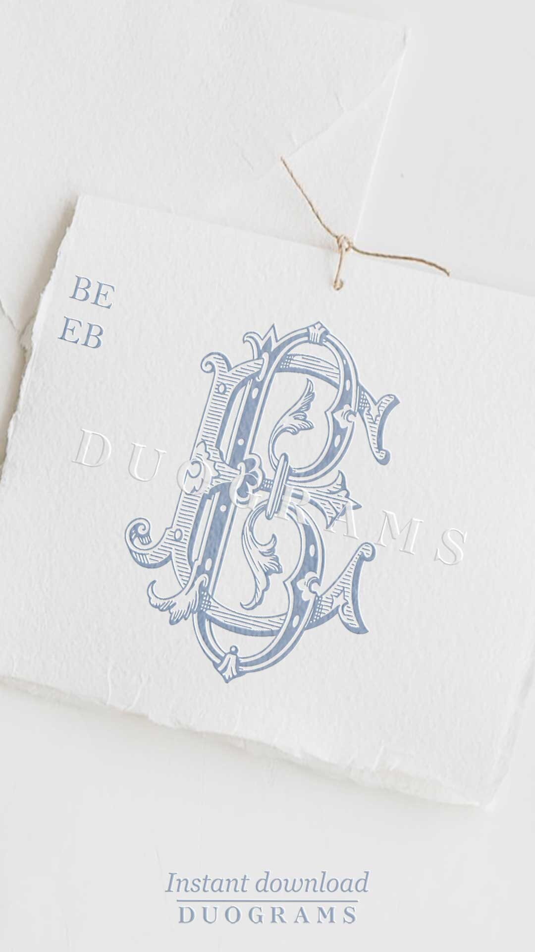 Wedding Initials BE or EB Vintage Monogram Logo Design B E Duogram SVG ...