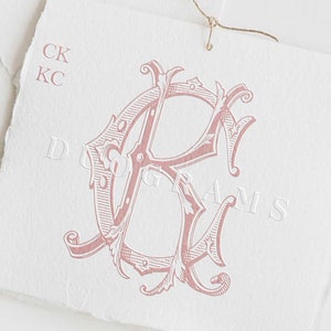 Vintage Monogram Logo CK or KC Two Letter Monogram Design C K Wedding ...