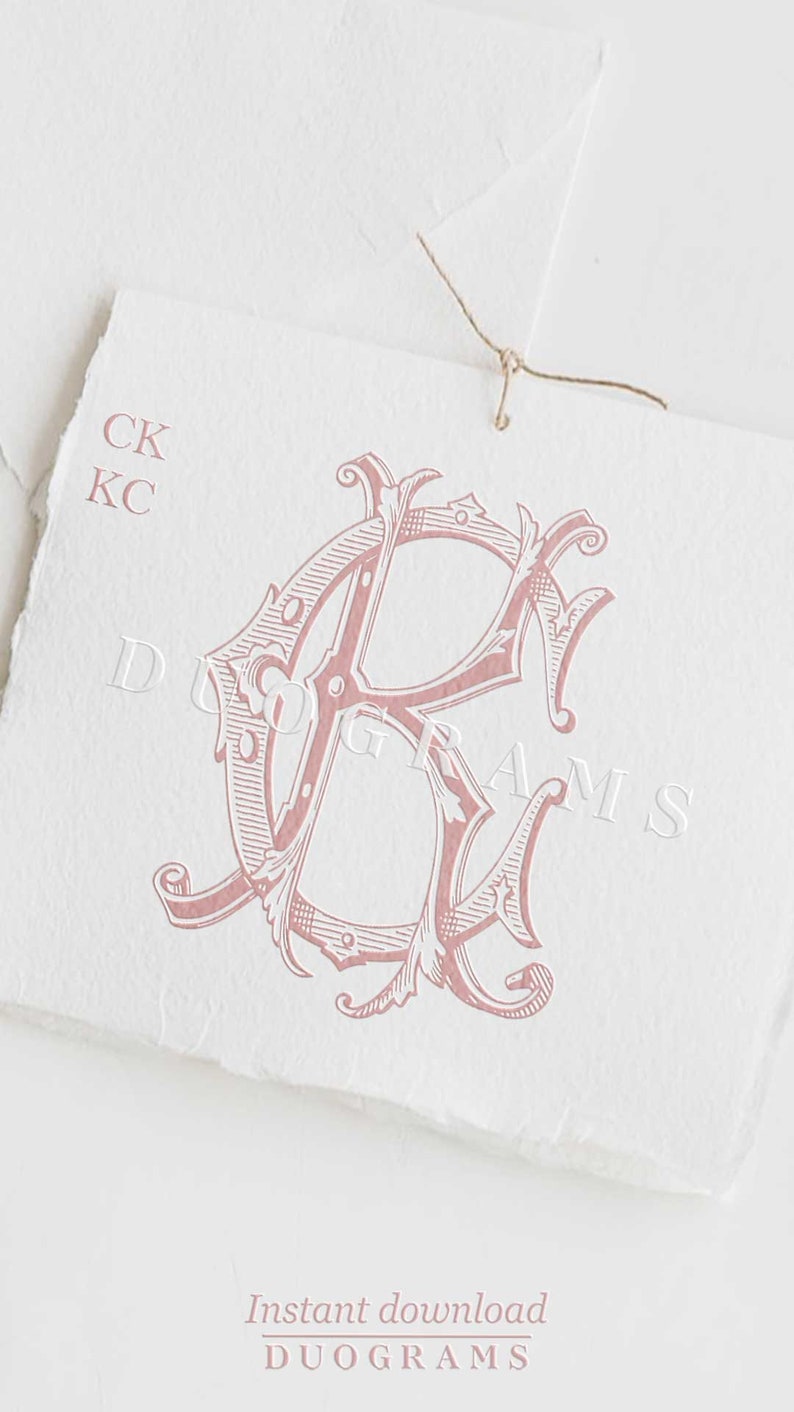 Vintage Monogram Logo CK or KC Two Letter Monogram Design C K Wedding ...