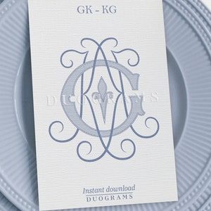 Vintage Monogram Logo Design GK KG Monogram Wreath SVG Digital Download ...