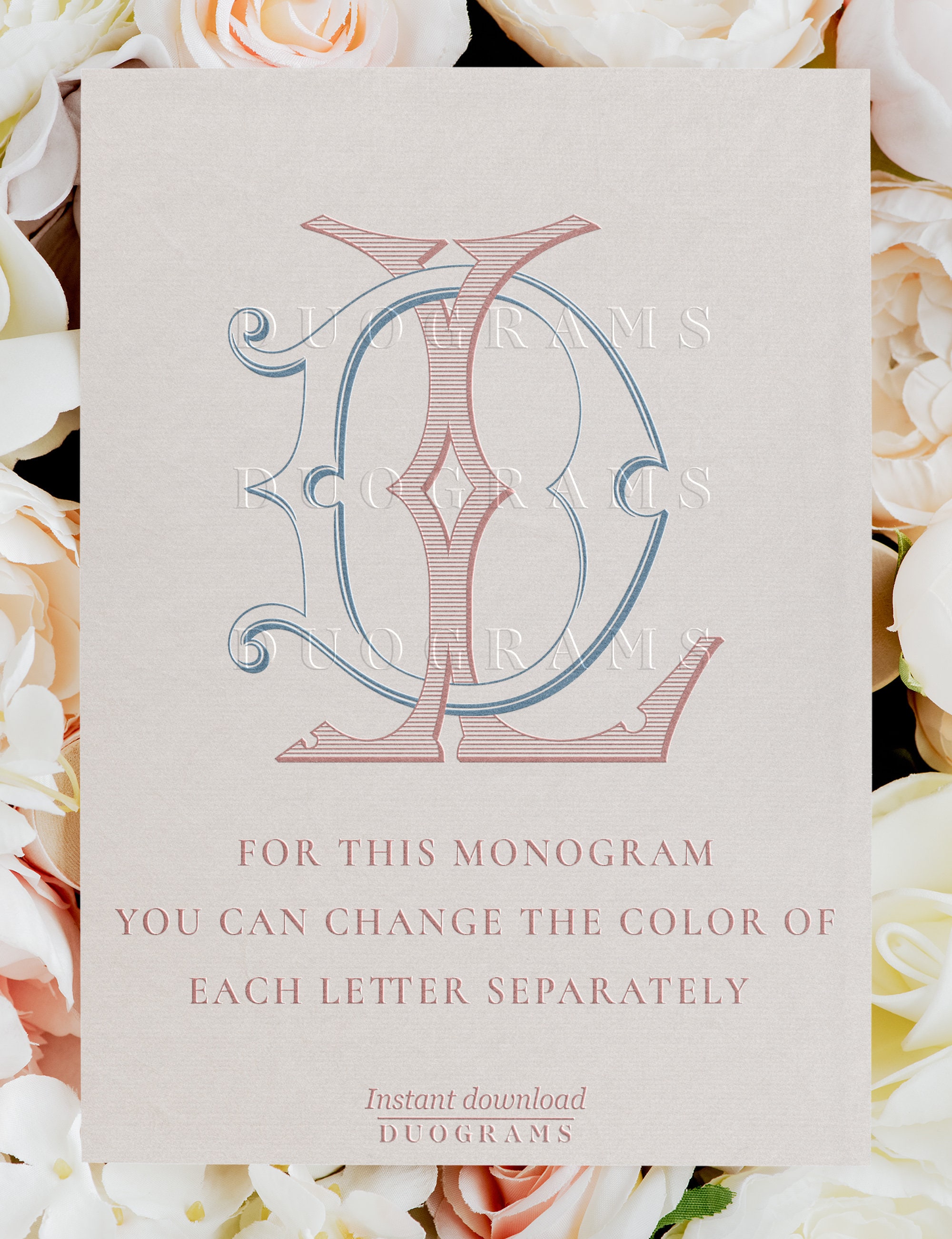 Wedding Monogram Logo Design DL LD Monogram Wreath SVG Digital Download ...