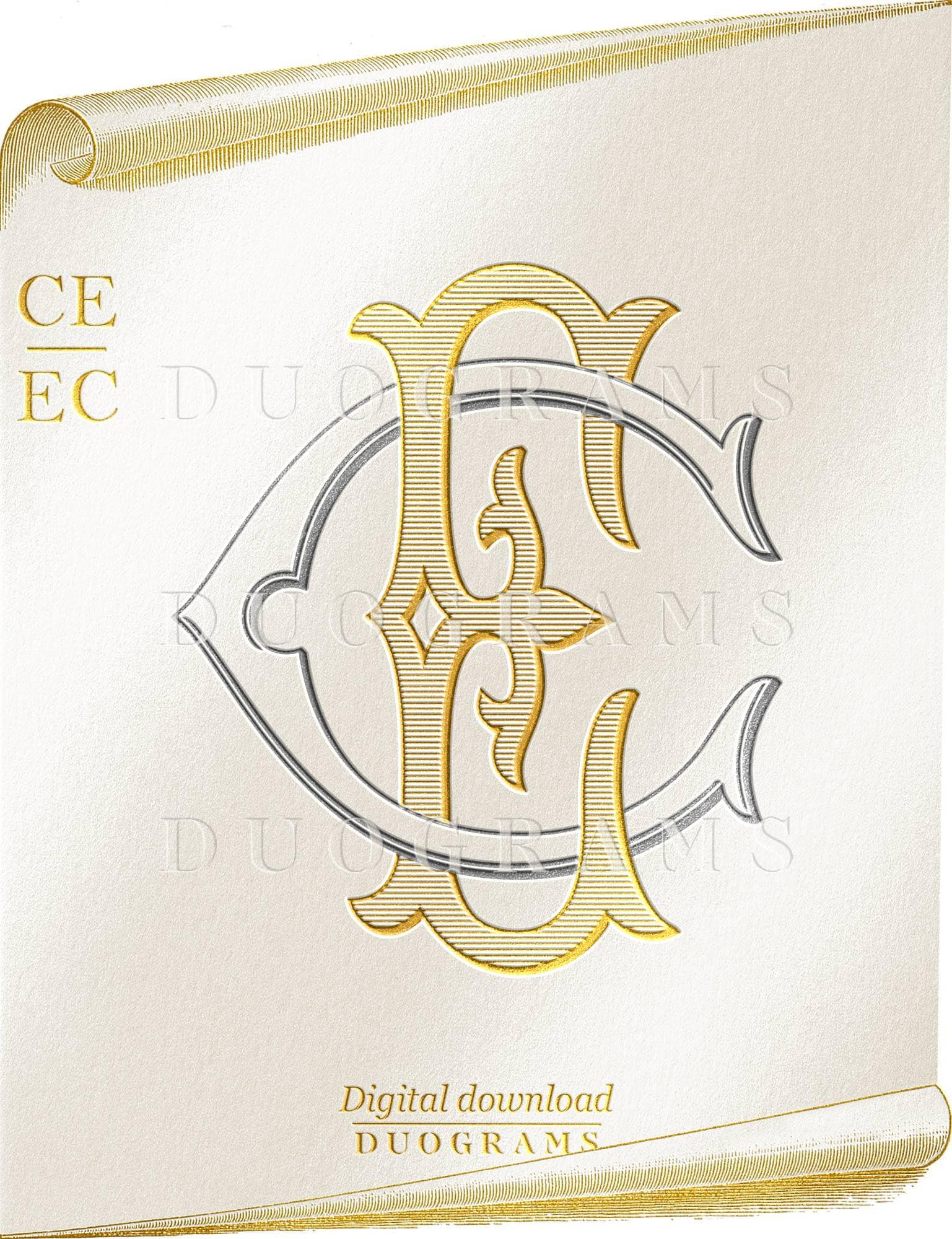 CE Vintage Wedding Monogram Logo EC Instant Download - Etsy