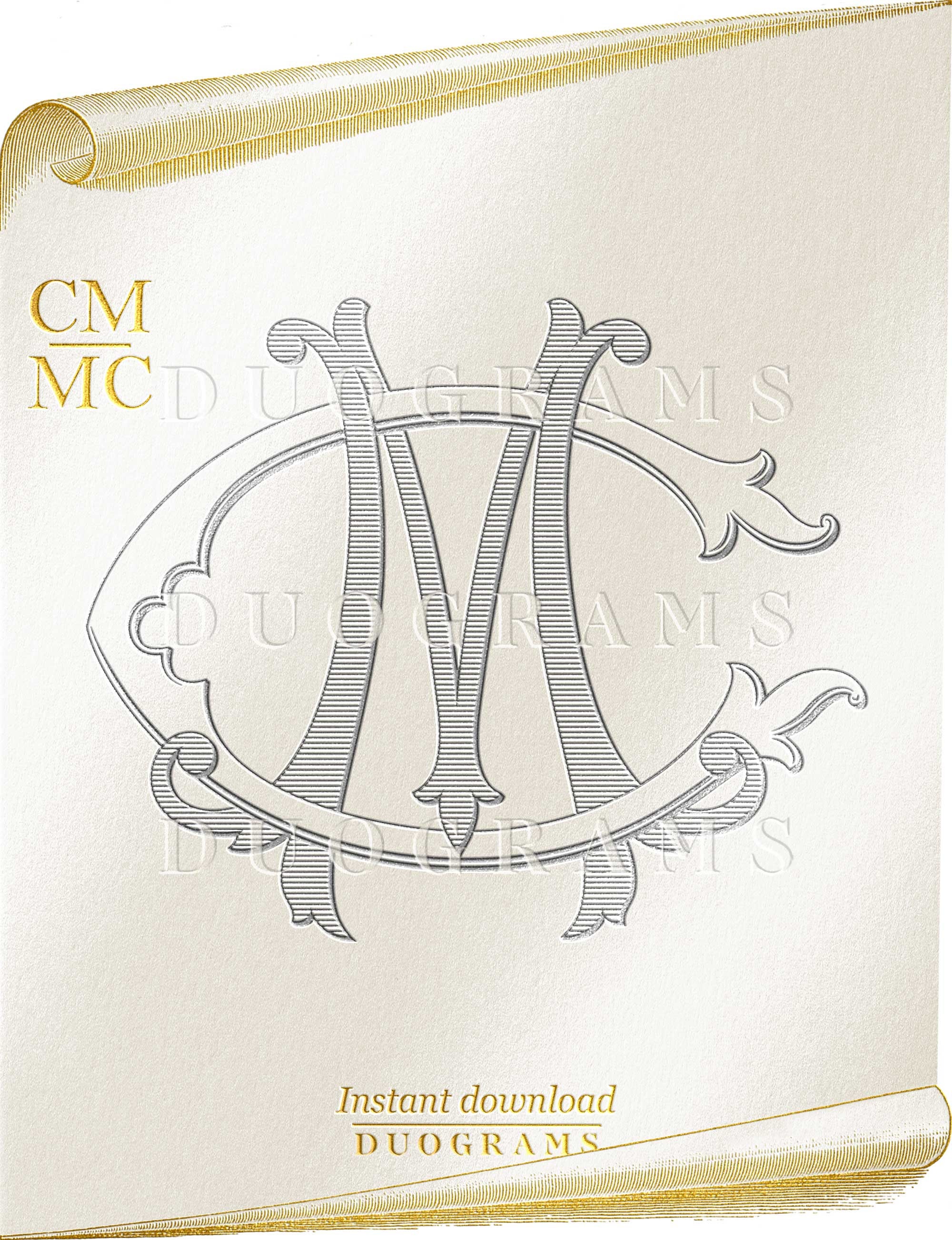 2-letter Wedding Monogram CM or MC Monogram Logo Design C M Wedding ...