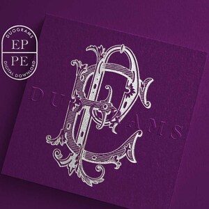 Vintage Wedding Monogram Logo EP or PE Two Letter Monogram E P Wedding ...
