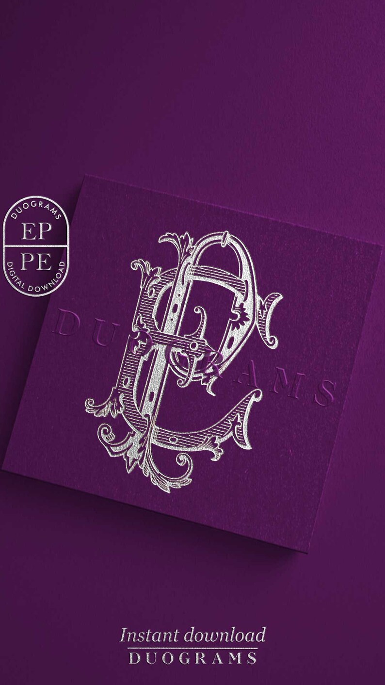 Vintage Wedding Monogram Logo EP or PE Two Letter Monogram E P Wedding ...