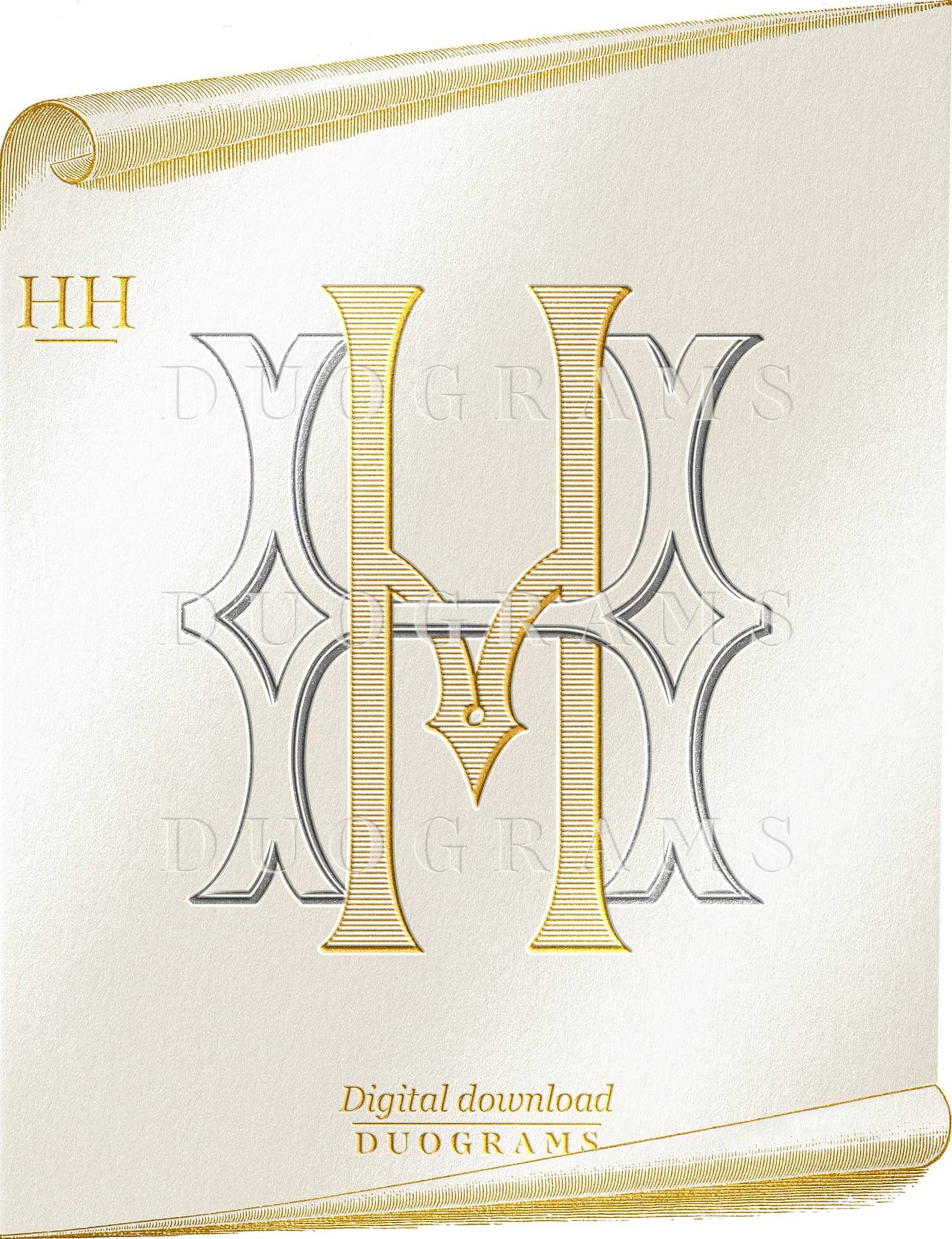 Double H Wedding Monogram Logo Design HH Initials 2 Free Monogram ...