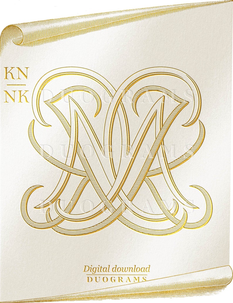 Wedding Monogram KN NK Monogram SVG - Etsy