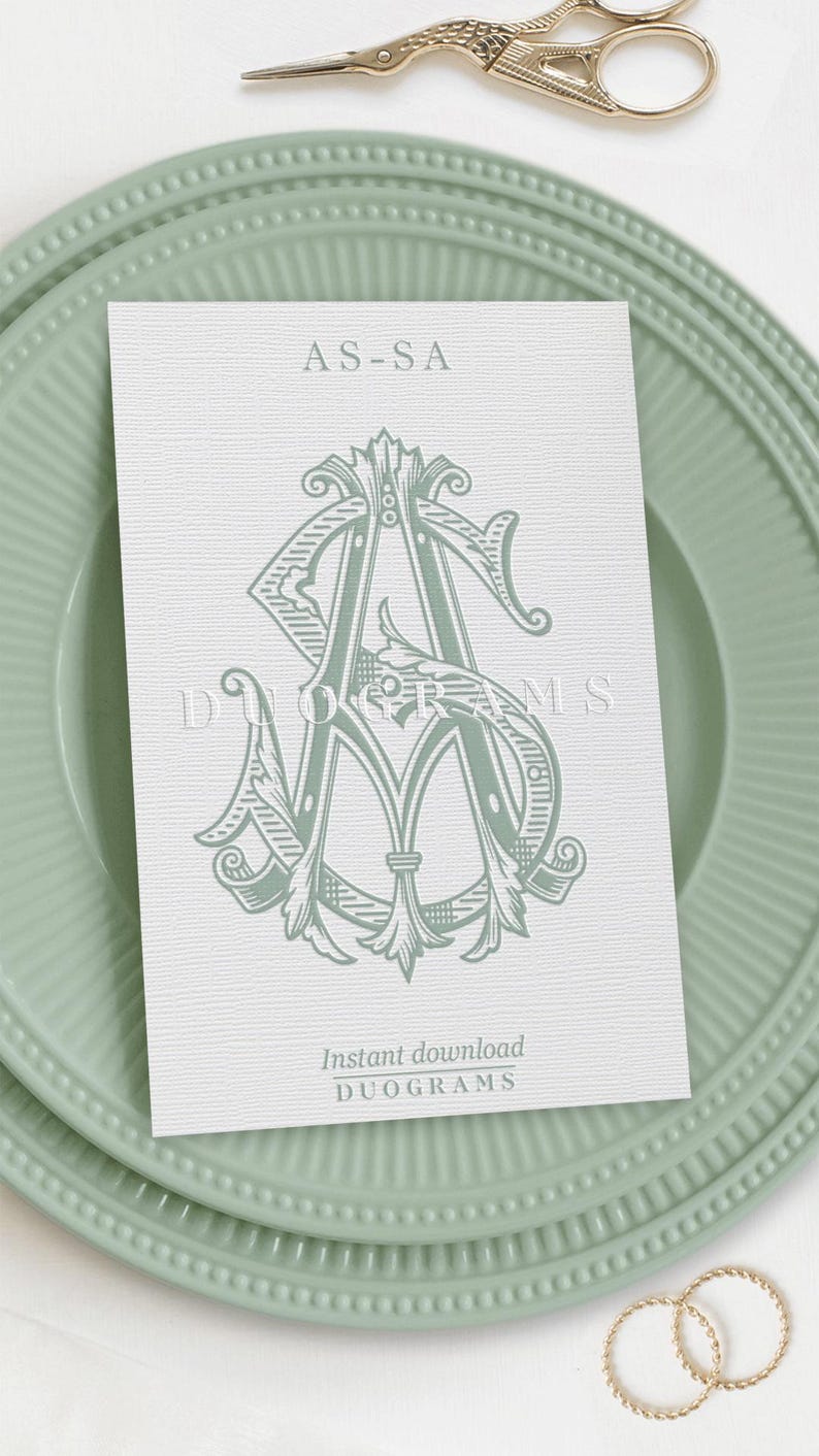 AS Vintage Monogram SA Wedding Monogram A S Wedding Logo Design SVG ...