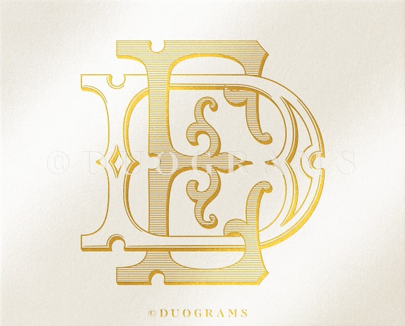 Vintage Wedding Monogram Logo ED DE Duogram E D Intertwined - Etsy