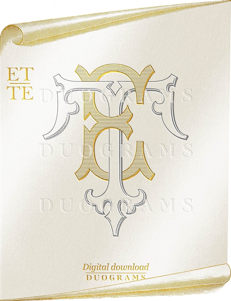 ET TE Wedding Monogram Logo Design SVG Two Letter Monogram E T Digital ...