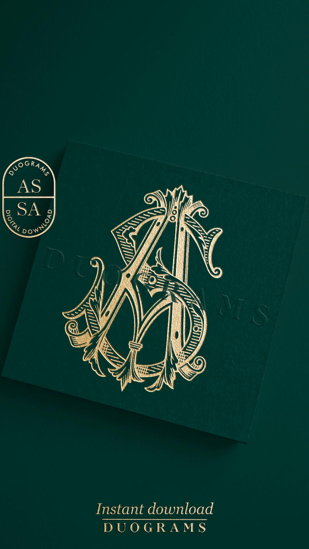 AS Vintage Monogram SA Wedding Monogram A S Wedding Logo Design SVG ...