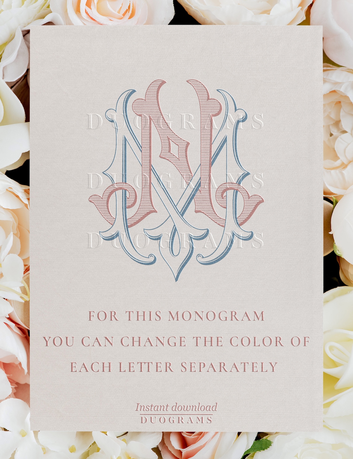 Vintage Wedding Monogram MN NM Digital Download - Etsy