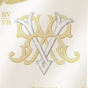 Vintage Monogram Design RV VR Monogram Wreath SVG Digital Download - Etsy